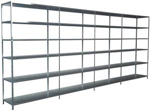 4058255071142 - Steckregal Stecksystem Grund- und 3x Anbauregale Regale Metall verzinkt 2300x3800x500 mm 24 Böden Gr B H T 380 cm x 230 cm x 50 cm silberfarben Werkstatt-Regale