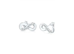 4050878485740 - Paar Ohrstecker ELLI Infinity Symbol Liebe Kristalle Silber Ohrringe Gr OneSize mit Steinen Silber 925 (Sterlingsilber) silberfarben (silber weiß) Damen