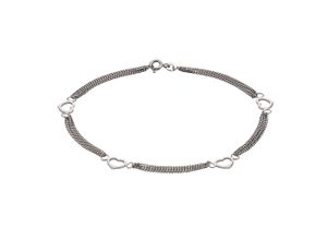 4006046116657 - Fußkette ZEEME Silber 925 mit Herz-Motiv 25cm lang Fußkettchen Gr 25cm Silber 925 (Sterlingsilber) weiß Damen Fußkettchen