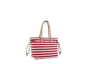 4036673238965 - Schultertasche Bademeister Damen Gr B H T 45cm x 27cm x 15cm onesize rot Baumwolle COLLEZIONE ALESSANDRO Taschen mit echt Leder Henkeln