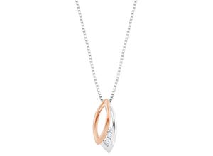 4056866055414 - Kette mit Anhänger AMOR Blätter 2022121 Halsketten Gr Silber 925 (Sterlingsilber) Länge 45 cm rosegold (silberfarben roségoldfarben weiß) Damen Ketten mit Anhänger Zirkonia (synth)