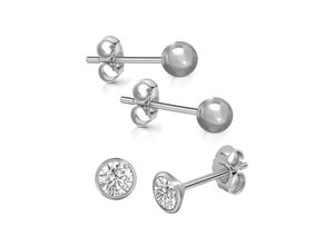 4250165343962 - Ohrstecker-Set FIRETTI Multipack Schmuck Geschenk Silber 925 Ohrschmuck Kugelohrstecker Ohrringe Gr Silber 925 (Sterlingsilber) silberfarben (silberfarben kristallweiß kristallweiß) Damen Made in Germany - mit Zirkonia (synth)