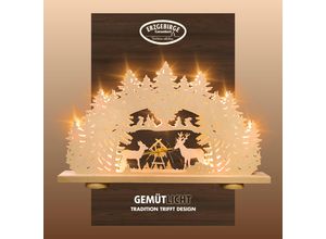 4260340973211 - Schwibbogen WEIGLA Futterkrippe mit echtem Heu Lichterbogen aus Holz NATUR Schwibbögen Gr H T 32 cm x 6 cm beige (natur) Erzgebirge garantiert Weihnachtsdeko Innen Weihnachtsbeleuchtung