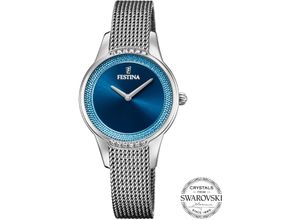 8430622761027 - Quarzuhr FESTINA F20494 2 Armbanduhren blau (silberfarben) Damen Armbanduhr Damenuhr Edelstahlarmband Ø 30 mm