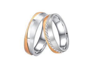 4251729811606 - Trauring Schmuck Geschenk Edelstahl Ehering Partnerring LIEBE Fingerringe Gr 64 mit Zirkonia Edelstahl 6 mm rosegold (edelstahlfarben roségoldfarben kristallweiß) wahlweise mit oder ohne Zirkonia