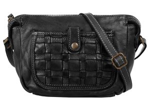 4260543035570 - Umhängetasche CLUTY Damen Gr B H T 24cm x 16cm x 10cm onesize schwarz Leder vintage Taschen echt Leder Made in Italy