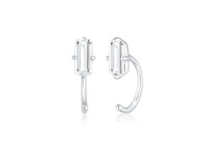 4050878579593 - Paar Ohrhänger ELLI PREMIUM Creolen Stecker Hoops Edelstein 925 Silber Ohrringe Gr OneSize mit Steinen Silber 925 (Sterlingsilber) silberfarben (silber weiß) Damen