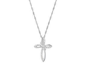 4020689003815 - Kette mit Anhänger AMOR Kreuz 9003815 Halsketten Gr Silber 925 (Sterlingsilber) Länge 42 cm bunt (silberfarben weiß) Damen mit Zirkonia (synth)