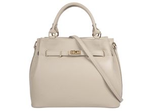 4262427392243 - Henkeltasche SAMANTHA LOOK Damen Gr B H T 34cm x 27cm x 17cm onesize beige Leder leicht glänzend unifarben Taschen echt Leder Made in Italy geräumige Henkeltasche mit Smartphonefach
