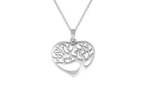 4006046344128 - Kette mit Anhänger ZEEME 925 - Sterling Silber rhodiniert Baum Herz Halsketten Gr 42 45cm Silber 925 (Sterlingsilber) Länge 45 cm Breite 240 mm weiß Damen Ketten mit Anhänger