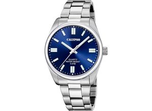 8430622826177 - Quarzuhr CALYPSO WATCHES Basic Armbanduhren silberfarben (silberfarben blau) Herren Armbanduhr Herrenuhr Edelstahlarmband analog