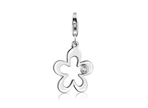 4056261010551 - Charm-Einhänger Blumen-Anhänger Zirkonia Kristalle 925 Silber Charms Gr mit Steinen silberfarben (silber weiß) Damen