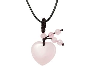 4068222170204 - Kette mit Anhänger FIRETTI Schmuck Geschenk Halsschmuck Halskette Herz Halsketten Gr Messing-Nylon Länge 51 cm Breite 4 mm rosa (silberfarben braun schwarz rosa) Damen Made in Germany - mit Rosenquarz