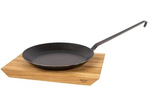 4019111040696 - Bratpfanne SIENA HOME FERMO Pfannen Gr Ø 24 cm schwarz Bratpfannen schmiedeeisern 24 cm flach Induktion mit Schneidebrett BRESCIA 45