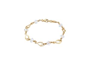 4050878417642 - Armband ELLI Feder Kristalle Trendig 925 Silber Armbänder Gr 18 cm mit Steinen Silber 925 (Sterlingsilber) goldfarben (gold weiß) Damen