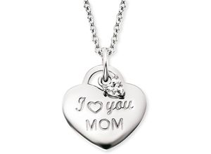 4260645866799 - Kette mit Anhänger ENGELSRUFER HERZ I LOVE YOU MOM ERN-LOVEMOM-ZI Halsketten Gr Silber 925 (Sterlingsilber) Länge 44 cm silberfarben (silberfarben kristallweiß) Damen Ketten mit Anhänger Zirkonia (synth)