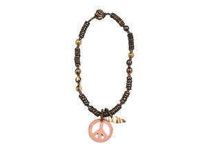 4036673242498 - Kette mit Anhänger COLLEZIONE ALESSANDRO Peace Gr one size Holz braun Damen Halsketten Peace Symbol