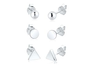 4050878550776 - Ohrring-Set ELLI 3er Set Dreieck Kugel Kreis 925 Silber Ohrringe Gr OneSize ohne Stein Silber 925 (Sterlingsilber) silberfarben (silber) Damen