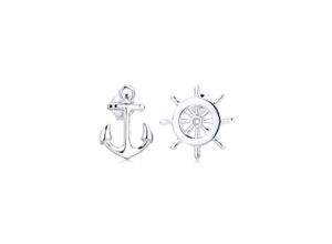 4050878511883 - Paar Ohrstecker ELLI Anker Steuerrad Maritim Sailor Filigran 925 Silber Ohrringe Gr OneSize ohne Stein Silber 925 (Sterlingsilber) silberfarben (silber) Damen