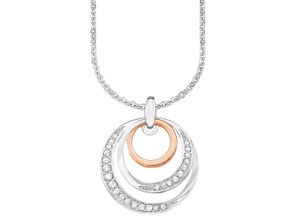 4020689596171 - Kette mit Anhänger AMOR Kreis in Kreis 9596171 Halsketten Gr Silber 925 (Sterlingsilber) Länge 45 cm rosegold (silberfarben roségoldfarben weiß) Damen Ketten mit Anhänger Zirkonia (synth)