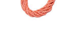 0096718220366 - Schmuck-Kettenstrang FIRETTI Schmuck Geschenk Halsschmuck Halskette Steinkette Edelstein Koralle Bastelgrundmaterialien orange (koralle) Made in Germany - mit Koralle