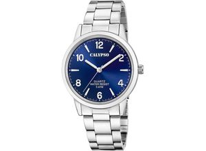 8430622827129 - Quarzuhr CALYPSO WATCHES Basic Armbanduhren silberfarben (silberfarben blau) Herren Armbanduhr Herrenuhr Edelstahlarmband analog