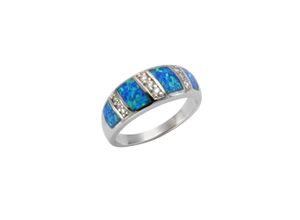 4006046315197 - Fingerring VIVANCE 925 - Sterling Silber synth Opal Zirkonia Fingerringe Gr 052 (166) Silber 925 (Sterlingsilber) weiß (weiß blau) Damen Fingerringe