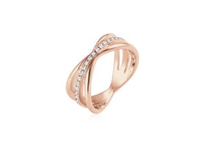 4050878547387 - Fingerring ELLI PREMIUM Wickelring Blogger Kristalle 925 Silber Fingerringe Gr 52 mm mit Steinen Silber 925 (Sterlingsilber) 2 mm rosegold (rosegold weiß) Damen