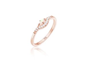 4050878574000 - Verlobungsring ELLI Vintage Design Zirkonia Marquise Opal 925er Silber Fingerringe Gr 52 mm Silber 925 (Sterlingsilber) 13 mm rosegold (rosegold weiß) Damen