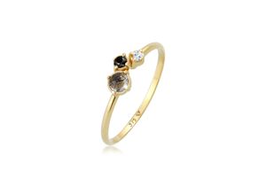 4050878617363 - Diamantring ELLI DIAMONDS Diamant (003 ct) Topas Turmalin 375er Gelbgold Fingerringe Gr 52 mm 0006 carat ct P1 = bei 10-facher Vergrößerung erkennbare Einschlüsse mit Diamanten Gelbgold 375 goldfarben (gold schwarz) Damen Diamantringe