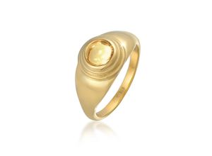 4050878629632 - Fingerring ELLI PREMIUM Siegelring Citrin Rund Klassik 925 Silber Fingerringe Gr 52 mm mit Steinen Silber 925 (Sterlingsilber) 2 mm goldfarben (gold gelb) Damen