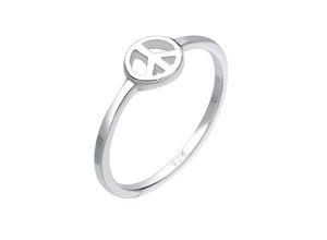 4050878475659 - Fingerring ELLI Peace Frieden Symbol 925 Sterling Silber Fingerringe Gr 52 mm ohne Stein Silber 925 (Sterlingsilber) 15 mm silberfarben (silber) Damen