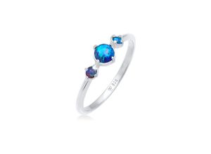 4050878623258 - Fingerring ELLI Opal Rund Trio Vintage 925er Silber Fingerringe Gr 52 mm mit Steinen Silber 925 (Sterlingsilber) 15 mm blau (blau weiß) Damen