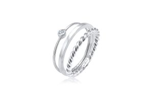 4050878550745 - Solitärring ELLI Ring-Set mit Kristalle 925 Silber Fingerringe Gr 52 mm mit Steinen Silber 925 (Sterlingsilber) 2 mm silberfarben (silber weiß) Damen Solitär Ringe