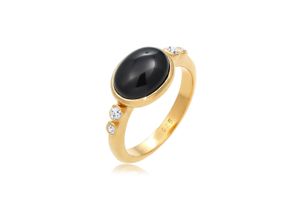 4050878586799 - Fingerring ELLI PREMIUM Cocktailring Onyx Topas Edelsteine 925 Silber Fingerringe Gr 52 mm mit Steinen Silber 925 (Sterlingsilber) 2 mm goldfarben (gold schwarz) Damen