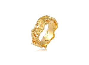 4050878591496 - Fingerring ELLI Ginkgo Blätter Trend Cool Glück 925 Silber Fingerringe Gr 52 mm ohne Stein Silber 925 (Sterlingsilber) 7 mm goldfarben (gold) Damen Fingerringe