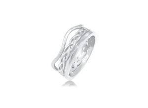 4050878593322 - Ring-Set ELLI Ringset Trend Welle Zopf Gedreht Style 925 Silber Fingerringe Gr 52 mm ohne Stein Silber 925 (Sterlingsilber) silberfarben (silber) Damen