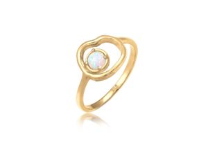 4050878585686 - Fingerring ELLI Synthetischer Opal Organic Look Zart 925 Silber Fingerringe Gr 52 mm mit Steinen Silber 925 (Sterlingsilber) 13 mm goldfarben (gold weiß) Damen