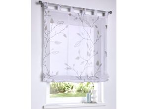 4016478154707 - Raffrollo HEINE HOME Raffrollos Gr 140 cm Schlaufen 45 cm grau (offwhite taupe) Raffrollos halbtransparent