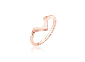 4050878564506 - Fingerring ELLI V-Form Matt Basic 925 Silber Fingerringe Gr 52 mm ohne Stein Silber 925 (Sterlingsilber) 15 mm rosegold Damen