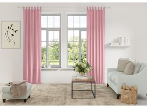 6941446628851 - Vorhang HOME AFFAIRE Parry Gardinen Gr 145 cm Schlaufen 140 cm rosa (rosé) Landhaus Gardinen Gardine 2-er Set blickdicht monochrom basic