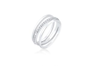 4050878563523 - Fingerring ELLI PREMIUM Wickelring Band Kreuz Zirkonia Modisch 925 Silber Fingerringe Gr 52 mm mit Steinen Silber 925 (Sterlingsilber) 8 mm silberfarben (silber weiß) Damen