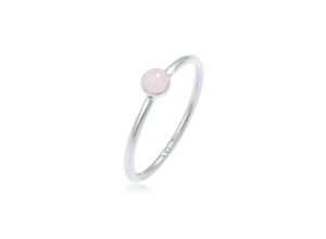 4050878622930 - Fingerring ELLI Rosenquarz Edelstein Stabelring 925er Silber Fingerringe Gr 52 mm mit Steinen Silber 925 (Sterlingsilber) silberfarben (silber rosa) Damen