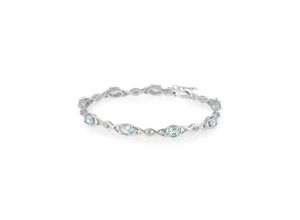 4250877754131 - Armband VIRA JEWELS 925-Sterling Silber rhodiniert Glänzend Blautopas beh Blau Armbänder Gr 19cm Silber 925 (Sterlingsilber) weiß Damen Armbänder Silber