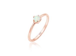 4050878570842 - Fingerring ELLI Silberring mit synth Opal rund 925er Silber Fingerringe Gr 54 mm mit Steinen Silber 925 (Sterlingsilber) 1 mm rosegold (rosegold weiß) Damen