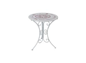 4041908112170 - Landhaus Balkon Tisch rund 60cm Bistrotisch Shabby Look Garten Terrasse Metall