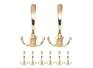 4057651288598 - 8er-Set Garderobenhaken MCW-D46 Haken Wandhaken Kleiderhaken Set ~ Farbe gold