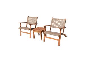 4041908122971 - Sitzgruppe SONORA Teak-Look Garten Sitzgruppe Outdoor Braun Holz Kunststoff