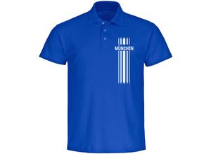 4068859048761 - multifanshop Poloshirt - München blau - Streifen - Druck weiß - Polo