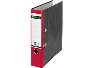 4002432489602 - Ordner LEITZ® 1080 DIN A4 Rückenbreite 80 mm Griffloch geklebtes Rückenschild klimaneutral Hartpappe 20 Stück rot